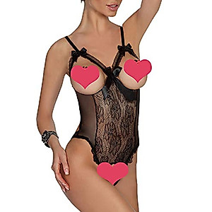 AIBINGGE Lingerie for Women One-Piece Teddy Lingerie Sexy Bodysuit Lace Nightie S-3XL(Black,L)