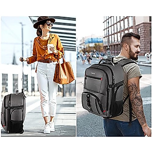 ZOMFELT Rolling Backpack, Travel Backpack with Wheels, Carry on Backpack with 3 Packing Cubes, 17.3 Inch Wheeled Laptop Backpack for Men Women Adults to Travel Work Business Grey