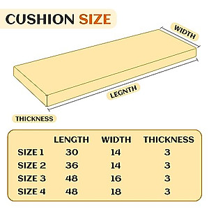 RULAER 48 inch Bench Cushion for Indoor Furniture,High Weather Resistance Patio Bench Seat Cushion Durable Washable Garden Chair Pads(48x16x3 inch,Beige)