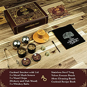 Old Fashioned Cocktail Smoker Kit - Whiskey Smoker Kit with Lid, With Hickory & Oak Wood Chips - Whiskey Smoker Infuser Kit Drink Smoker Mixologist Tool for Home Bar - Bourbon Smoker Old Fashion Kit