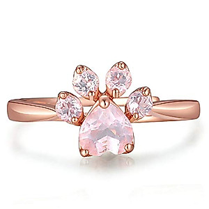 Sperrins Lovely Pink Cat Paw Ring Paw Print Ring Adjustable Novelty Pink Ring for Cat Lovers Women