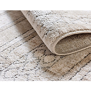 Rugs.com Oregon Collection Rug – 4 Ft Square Ivory Low-Pile Rug Perfect for Living Rooms, Kitchens, Entryways