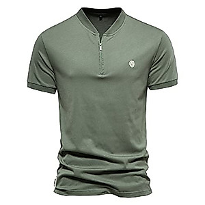 Mens Outdoor Short Sleeved Zipper Embroidered T Shirt Spring Plain Casual Top American Flag Pole Top Men Shirts Fashion Hip Hop