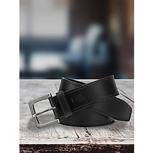 Wrangler Men’s Leather Country Casual Every Day Dress Belt for Jeans, Khakis Black 42