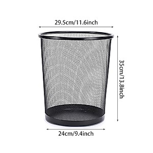 Waste Paper Basket Small Cylinder Trash Can for Home or Office Mesh Round Bins, Reinforced Solid Rim and Base for Garbage or Recycle