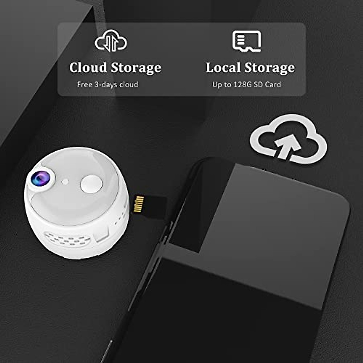 Mini Spy Hidden Camera 4K Indoor Small WiFi Wireless Nanny Cam Home Security Cameras Tiny Office Secret Surveillance Cams with 100 Days Standby Phone APP Human Detection Auto Night Vision (White)