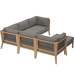 Modway Clearwater, 6-Piece Sectional Sofa, Gray Graphite