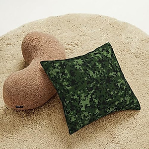 AdaNti Green Army Digital Camouflage Print Corduroy Throw Pillow Covers Soft Square Throw Pillow Case Home Decorations for Bed Sofa Living Room 16"x16"
