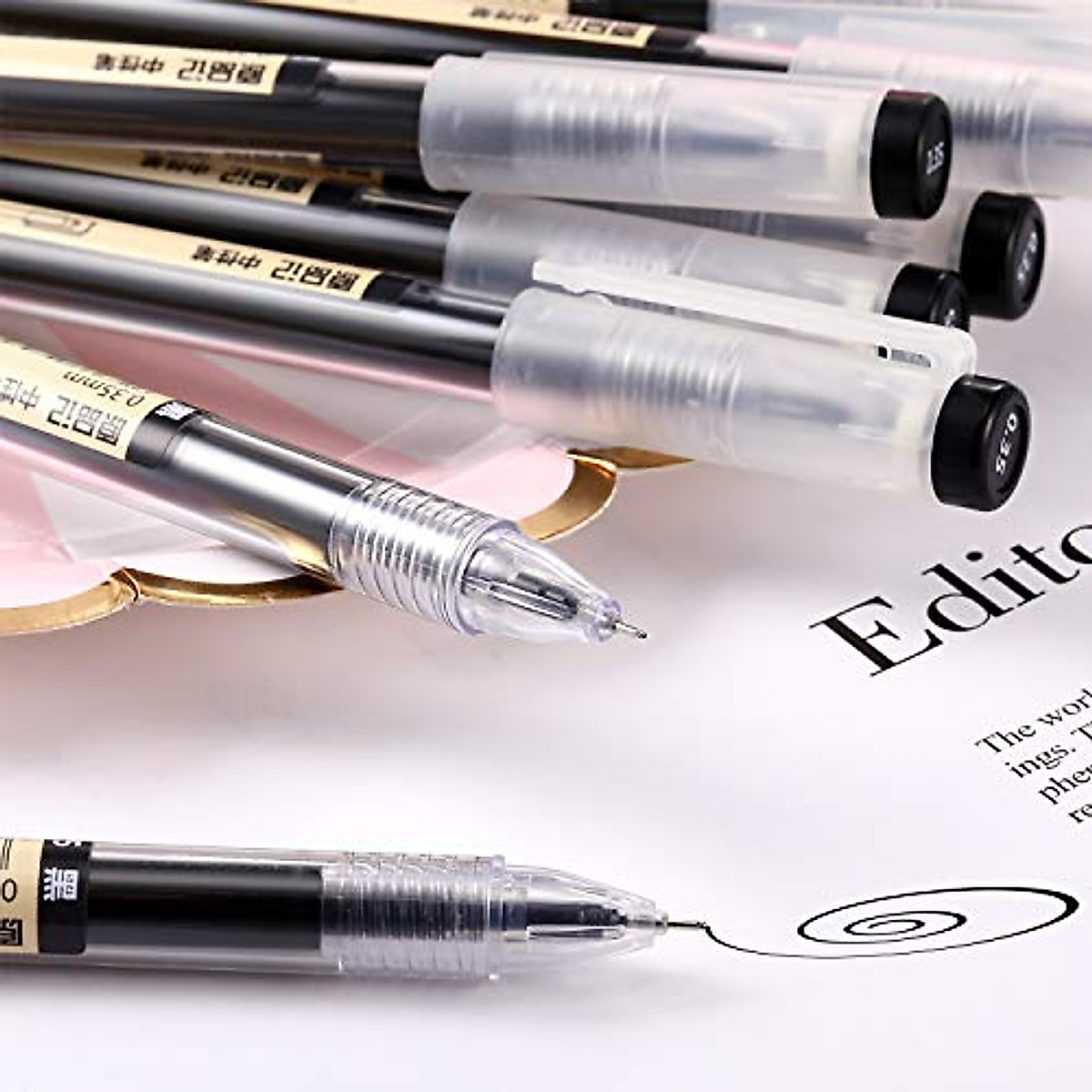Chinco 0.35 mm Black Gel Ink Pen Extra-Fine Ballpoint Pen for Office School Stationery Supply (24 Pieces)