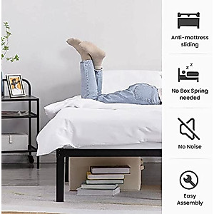 WILSLAT 16 Inch Metal Full Size Platform Bed Frame, Black Metal Bed Frame Full with 14 Inch Storage, 3500 lbs Heavy Duty Steel Slat Support, Noise Free, No Box Spring Needed, Easy Assembly
