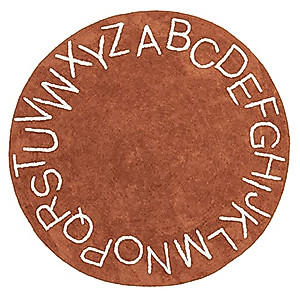 nuLOOM Kids Washable Round Alphabet Area Rug, 6' Round, Rust