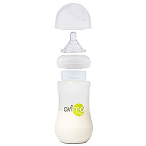 Avima Baby 12 oz Anti Colic Baby Bottles for Breastfed Babies - Fast Flow Nipples, Wide Neck Bottle, BPA Free - 9-12 Months, Stage 3 (Set of 6)