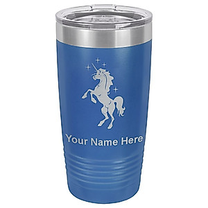 LaserGram 20oz Vacuum Insulated Tumbler Mug, Unicorn, Personalized Engraving Included (Dark Blue)