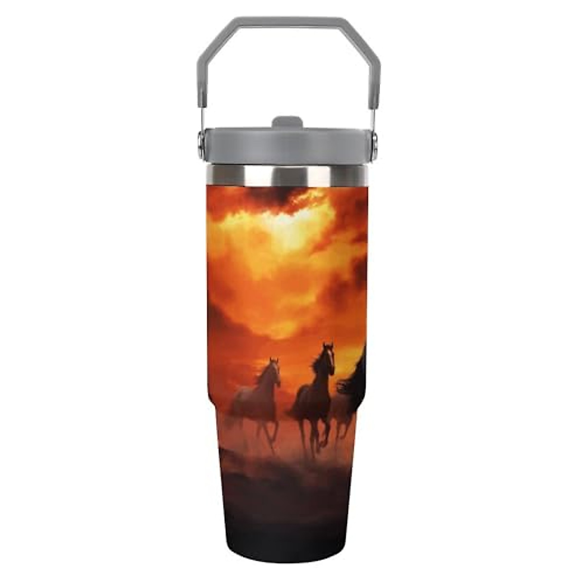 SYJTGDE Large Capacity Car Cup Horses Red Glowing Clouds Fashionable Upgrade Car Cup Advanced And Beautiful Travel Cup