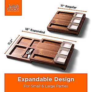 Julia's Choice Charcuterie Board Set - Cheese Board Set - Wood Serving Board – Compact Swivel Cheese Board with Knives and Bowls – Wedding Gifts - Bridal Shower Gifts - House Warming Gifts New Home