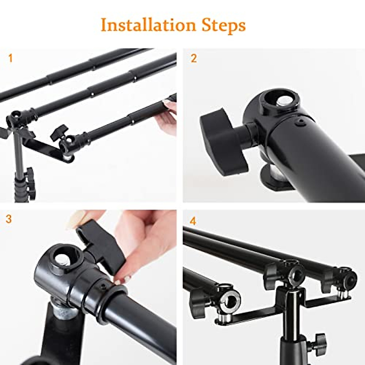 LOMTAP Double Crossbar Mount Backdrop Stand for Parties Triple Mounting Brackets Hardware Set for Photography Wedding Decorations (2 Pack) （CrossBars Not Included, Only Mount）