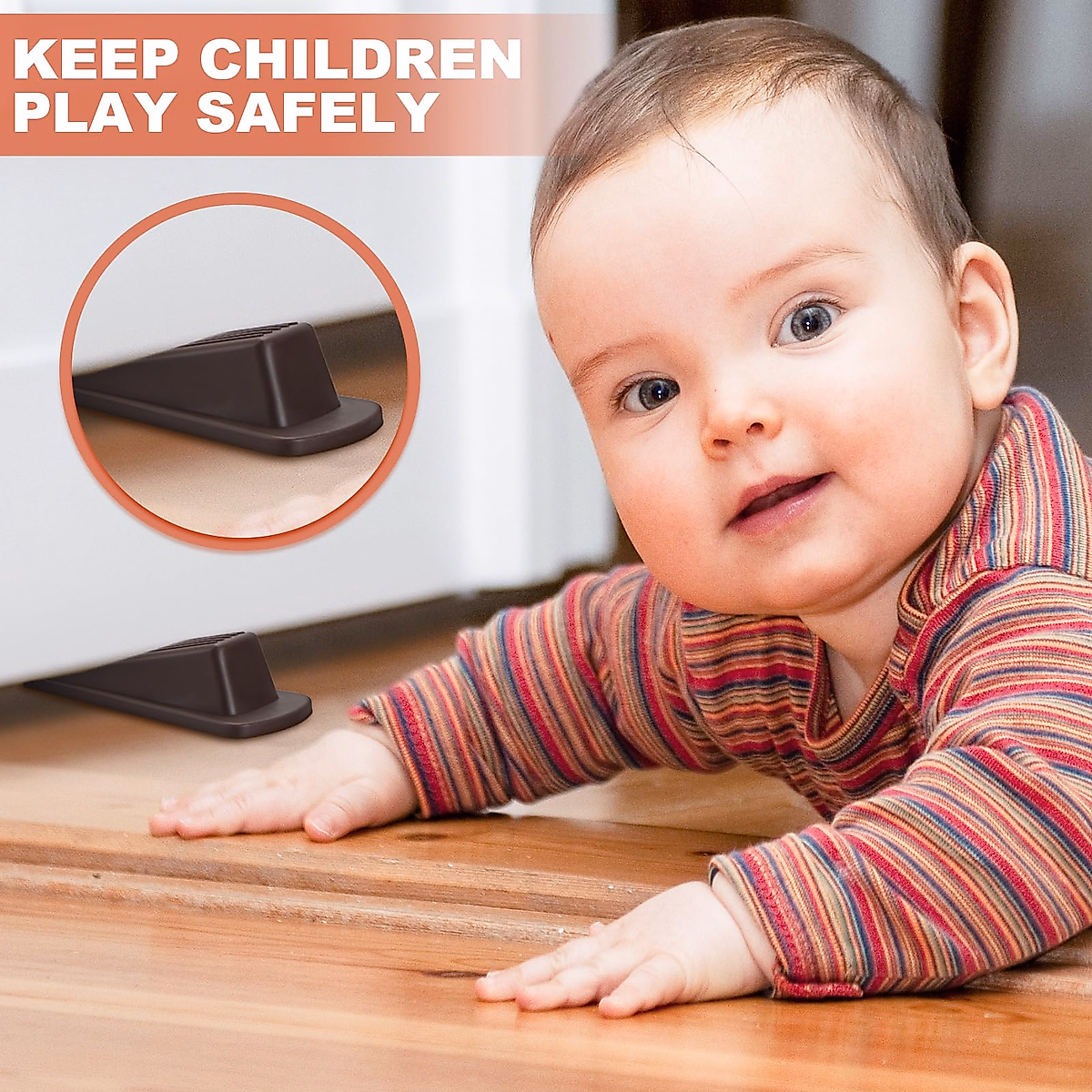 Frienda 36 Pcs Door Stoppers for Bottom of Door Rubber Door Wedge Stop Sturdy Door Stop Bulk for Heavy Duty Door Bottom Carpet Tile Concrete Wooden Floor (Brown)