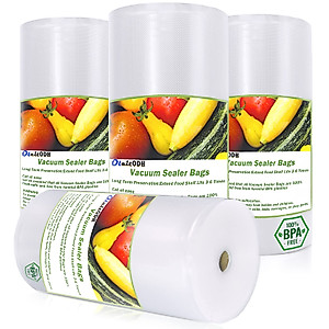 Vacuum Sealer Bags Roll 4 Pcs 8" x 150' Rolls (Total 600 feet) Vac Seal Bags for Food Saver Storage, Meal Saver Freezer Vacuum Sealer Bags, Sous Vide Bags Vacuum Sealer, Non-BPA Vacuum Sealer Bags