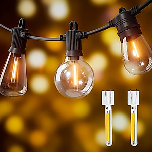 4 Pcs LED Edison Bulb Filament, 1W Bulb Replacement Spare Plug in 2700K Warm White for Outdoor String Lights, S14, ST38, G40