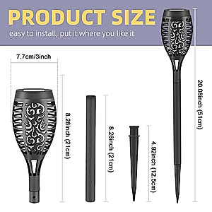 AOGFV Solar Light Outdoor 4 Pack Landscape Path Lights Outdoor Waterproof Decorations Lights with Purple Flickering Flame Outdoor Decor for Garden, Lane, Patio