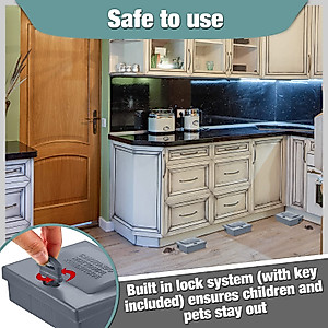 24 Pcs Mice Bait Station with Key Small Bait Station Traps Reusable Mouse Traps Outdoor Smart Tamper Proof Cage House Small Bait Boxes for Mice and Other Pests (Grey)