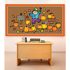 Carson Dellosa 32pc Pumpkin Patch Farmhouse Bulletin Board Set, Scarecrow, Pumpkins, Autumn Leaves Fall Bulletin Board Decorations for Thanksgiving, Halloween, Fall Decor, Wall Decor, Classroom Decor