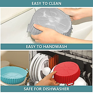 ACOHICE Air Fryer Silicone Pot,Reusable Air Fryer Liners,No Need to Clean the Air Fryer,Food Safe Air Fryer Accessories,8 Inch silicone air fryer basket(Top: 8" - Bottom: 6.96")(blue)