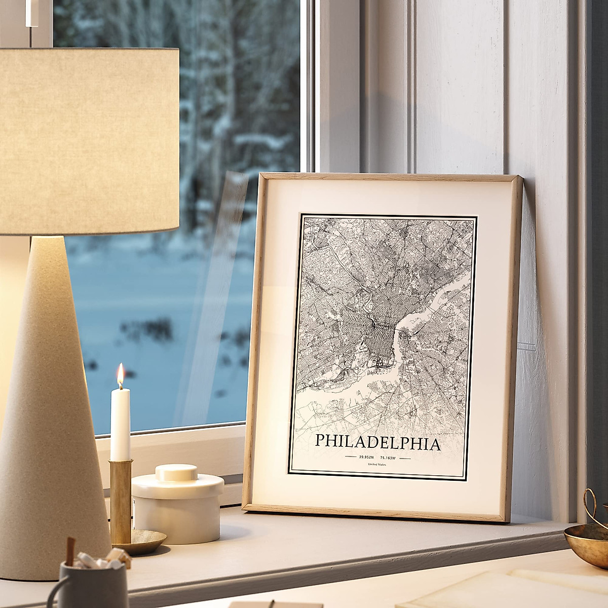 Dear Mapper Philadelphia United States View Abstract Road Modern Map Art Minimalist Painting Black and White Canvas Line Art Print Poster Art Line Paintings Home Decor (Set of 3 Unframed) (12x16inch)