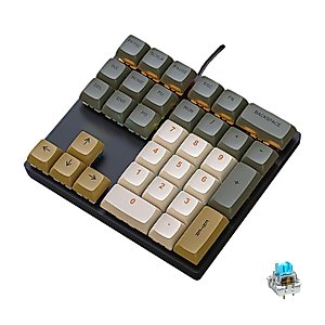 LINKEET Mechanical Numpad Rainbow Backlit Clicky Blue Switches Wired USB Number Pad 33-Key NKRO Numeric Keypad with XDA PBT Keycaps External Keyboard Num Pad for Laptop, Mac - Brown Grey