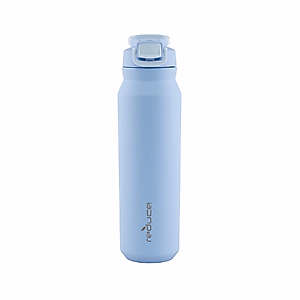 REDUCE 32 oz Hydrate Pro Stainless Steel Insulated Water Bottle - Flip Top Leak-Proof Lid, Dishwasher Safe, BPA-Free, Dual Wall Vacuum, Keeps Drinks Cold for 48 Hrs, Cup Holder Friendly - Glacier