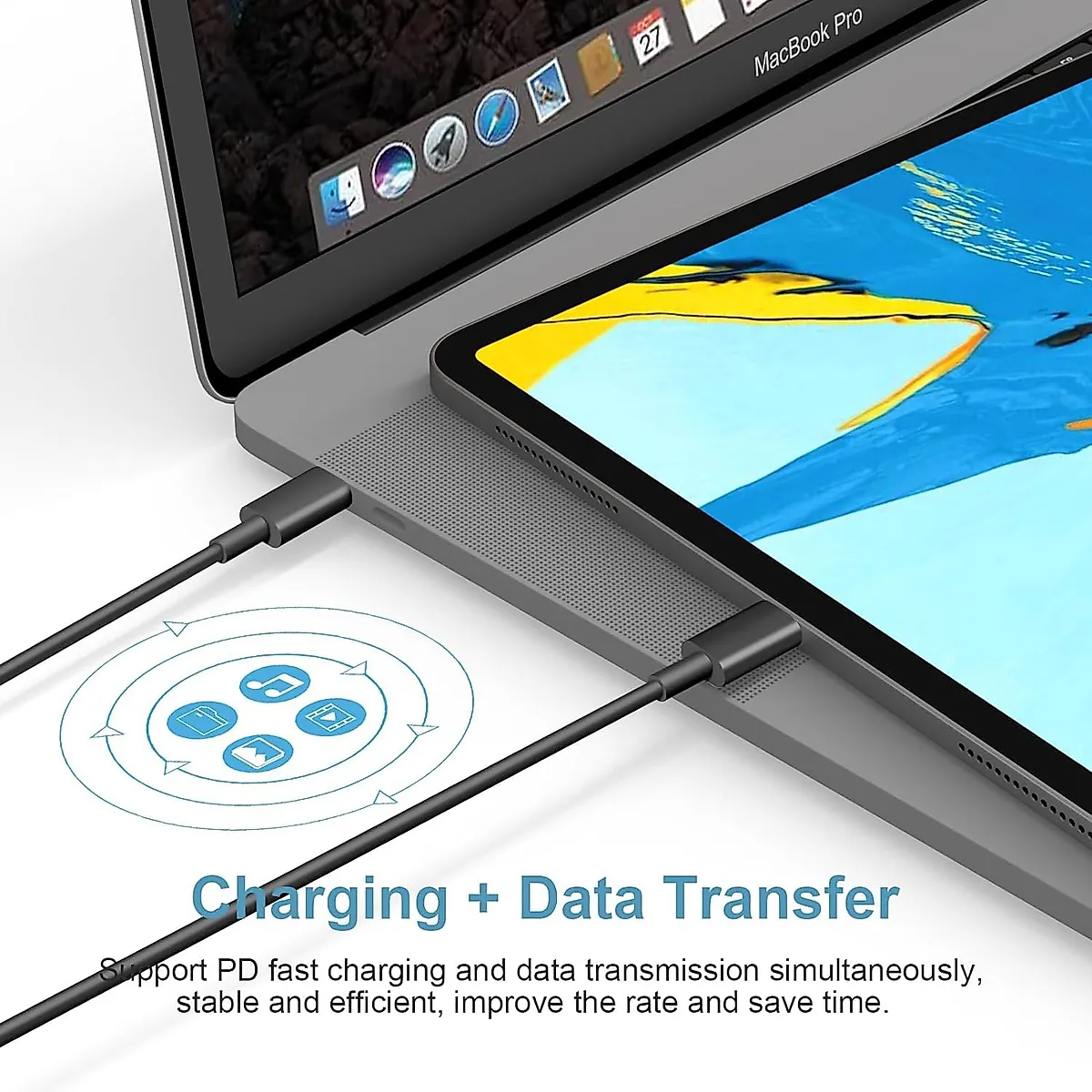 Works by Tek Styz PRO 5ft USB-C Cable Compatible with Your Sennheiser Momentum True Wireless 3 Hi Powered Cable (Black 1.5M)