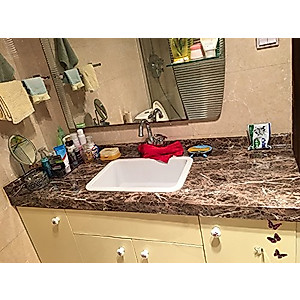 UPREDO Brown Marble Contact Paper Granite Look Marble Effect Countertops Gloss Vinyl Kitchen Bathroom Table Desk Sticker Film 12inch by 79inch (Brown)