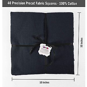 Soimoi Solid Blue Precut 10 inch Cotton Fabric Quilting Squares Charm Pack DIY Patchwork Sewing Craft