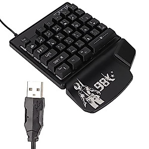 Kafuty-1 One Handed Gaming Keyboard,LED Backlit 35 Keys Professional Gaming Keypad,USB Wired Single Hand Mechanical Keyboard for PC Gamer