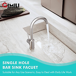 GIMILI Bar Sink Faucet, Brushed Nickel Bar Faucet Single Hole, Modern Prep Wet Small Faucet for Kitchen Farmhouse RV Camper Outdoor Utility Bathroom