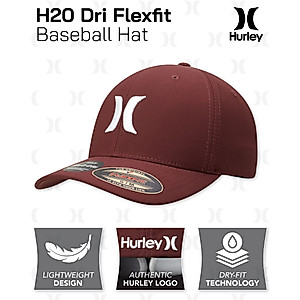 Hurley Men's H20 Dri One & Only Flexfit Baseball Cap, Size Large-X-Large, Burgundy