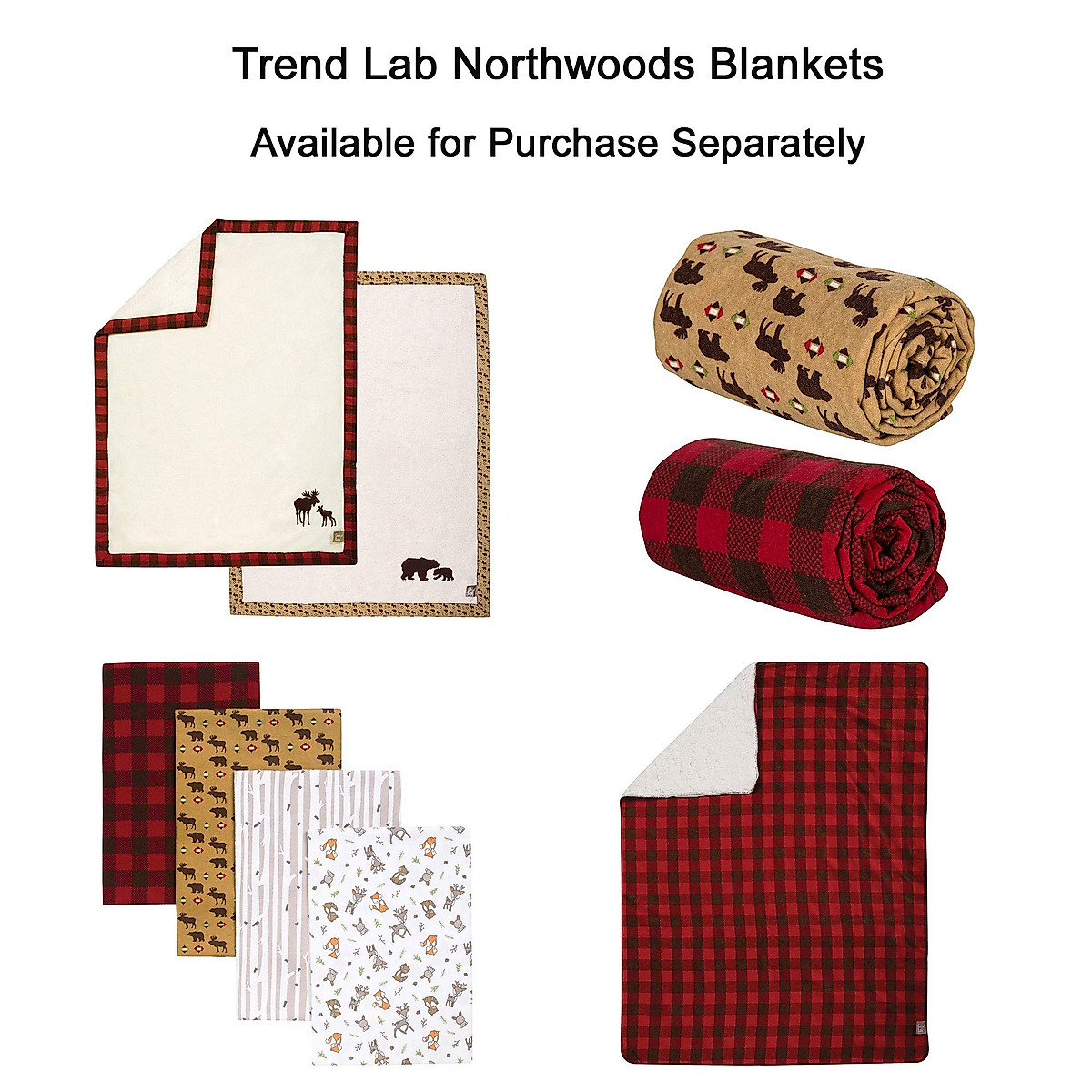 Trend Lab Northwoods 3 Piece Crib Bedding Set, Can Be Used As A Blanket Or A Playmat for Tummy Time, Includes Quilt, Fitted Crib Sheet and Skirt