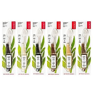 RADIUS Toothbrush Source Floss Brush BPA Free & ADA Accepted Improve Gum Health & Reduce Gum Issues - Soft - Assorted Colors - Pack of 6