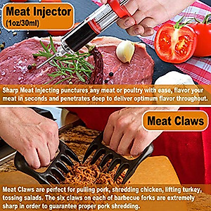 POLIGO 28PC Exclusive BBQ Grill Accessories in Carrying Bag for Birthday Christmas Grilling Gifts - Premium Grill Utensils Set with Barbecue Claws, Meat Injector, Thermometer for Smoker, Camping