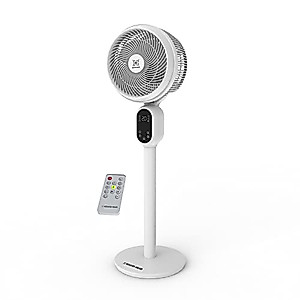 MIZUKATA HIKARI 2023 New Boreas Versatile 2-in-1 Air Circulator Fan, Dual-Use Pedestal Stand Floor Fan, Quiet Portable Desk Fan with Remote, 12 Speeds, Energy-Efficient, 3D Oscillation, White.