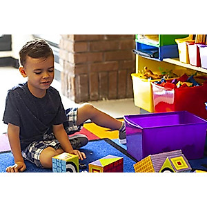 Storex Extra-Large Book Bin, Interlocking Plastic Organizer for Home, Office and Classroom, Teal, 6-Pack (71134U06C)