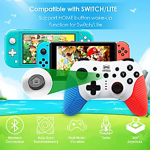 KENNEAS Wireless Pro Controller for Switch/Switch Lite, Switch Remote Gamepad with Wake-up, 3-Level Vibration, Turbo, Motion Control Function, 600mAh Battery Wireless Switch Controller