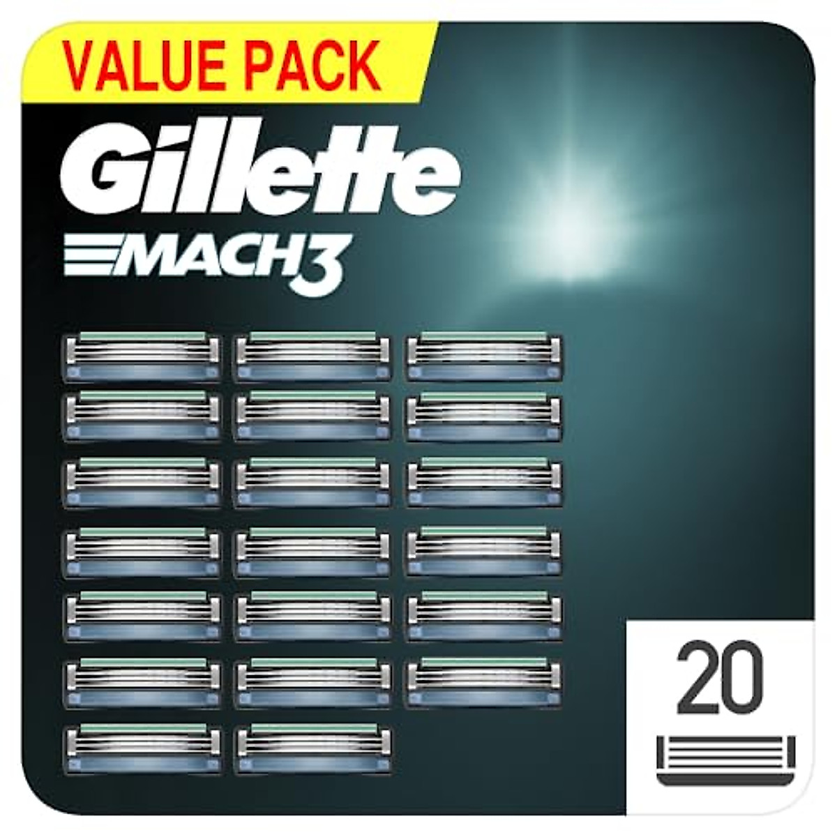 Gillette Mach3 Men's Razor Blades, Pack of 20 Refill Blades