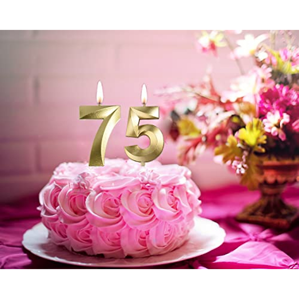 Gold 75th & 57th Birthday Candles,Gold Number 75 57 Cake Topper for Birthday Decorations Party Decoration