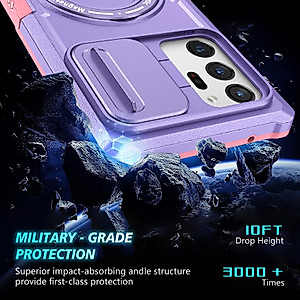 FRLMOOES Magnetic for Samsung Galaxy Note 20 Ultra Case Compatible with MagSafe & Wireless Charging Grade Drop Protection with Invisible Stand&Camera Protection,with Screen Protector Shockproof Purple