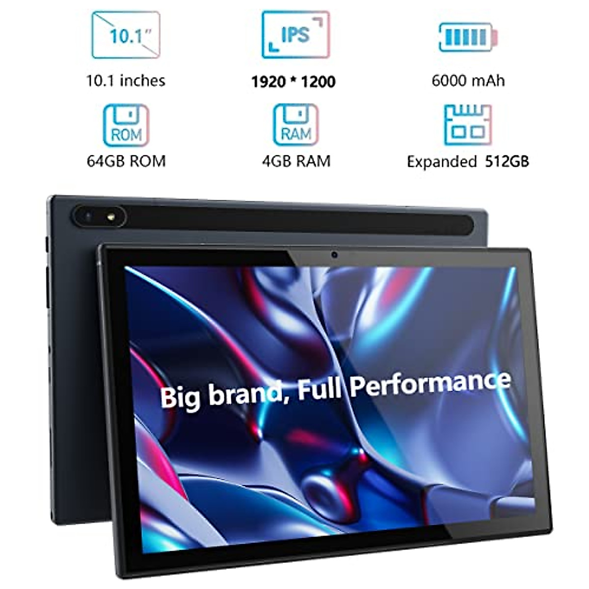 AWOW 10.1 Inch Android 11 Tablet, 64GB ROM Tablets with 6000mAh, FHD 1920 * 1200 IPS Touchscreen, 13MP Camera, Bluetooth 5.0, GPS, Type-C Charge