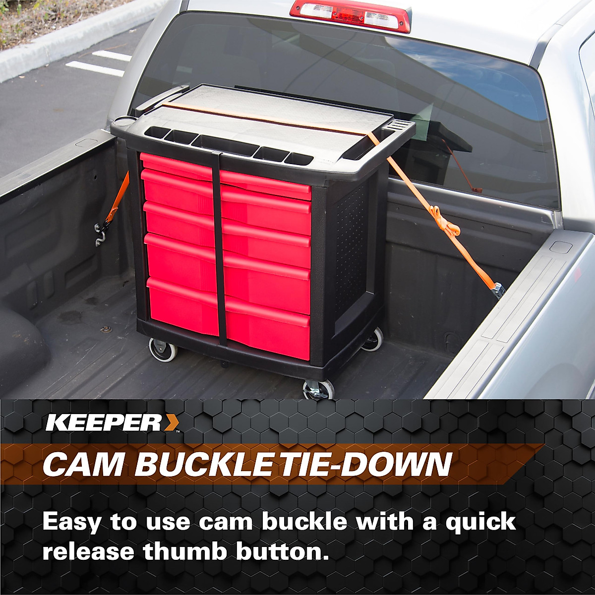 HAMPTON PROD Keeper – 1” x 15’ Heavy Duty Cam Buckle Tie-Down with S Hooks - 400 lbs. Working Load Limit and 1,200 lbs. Break Strength