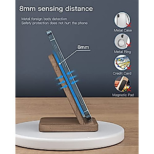 GAMDER Walnut Wood Wireless Charger,15W Max Double Coil Fast Wireless Charging Stand Compatible with iPhone 13/13 Pro Max/12/11/XR/X/8,AirPods Pro,Samsung S22/S21/Note 20 Ultra(No Adapter) (Brown)