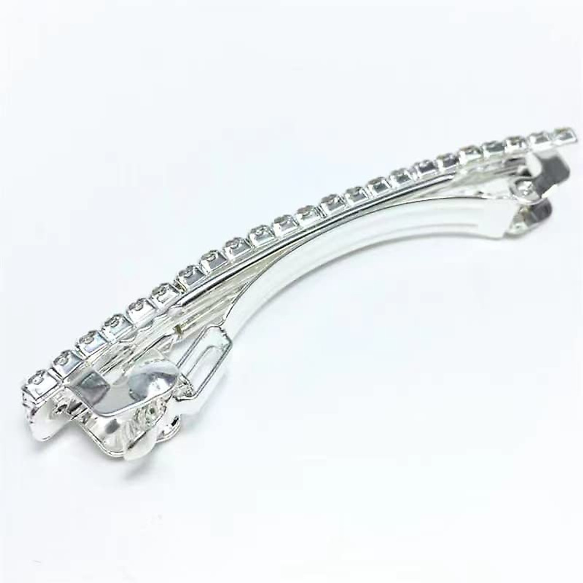 Small Sparkly Rhinestone Bling Hair Clips Silver Metal rectangular Spring Hair Barrettes Hair Accessories Crystal Ponytail Holder Side Clips for Women Girls