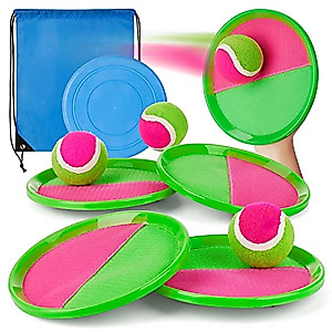 TOPLUS Toss and Catch Ball Set with 6 Paddles 3 Balls 1 Flying Disc Yard Games for Kids Outside Toys Beach Toys Camping Games Indoor and Outdoor Games for Kids and Family